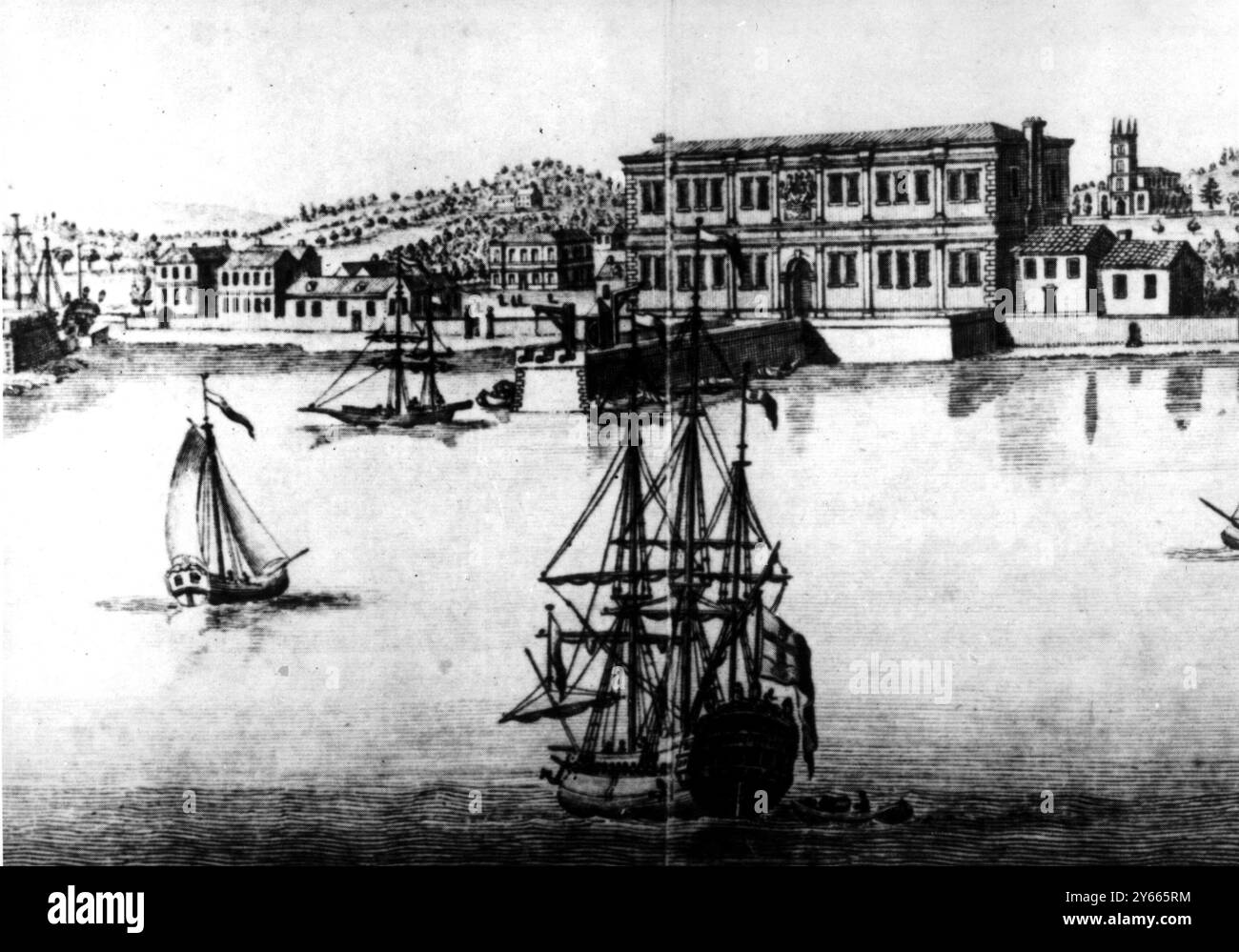 East India Company The trading centre at the rich port of Surai Stock ...