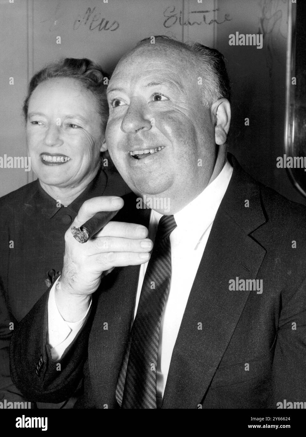 Alfred Hitchcock film producer and director with his wife in ...