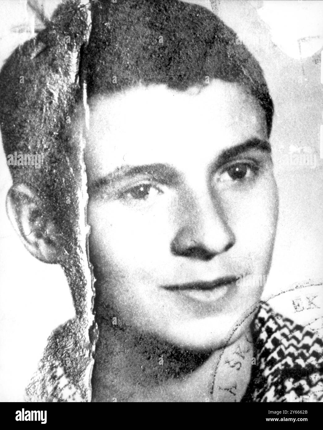 A damaged photograph of Jan Palach from his University card. The 21 ...