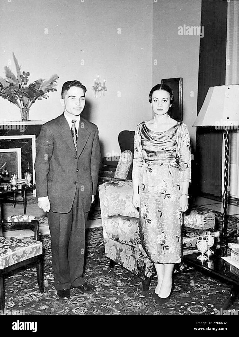 A pre- wedding picture of King Hussein of Jordon and Princess Dina ...