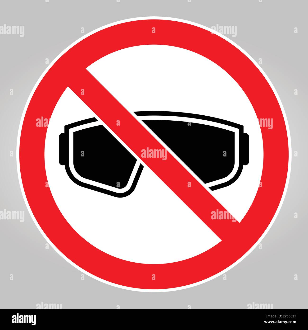 This image depicts a bold prohibition sign against wearing eye ...