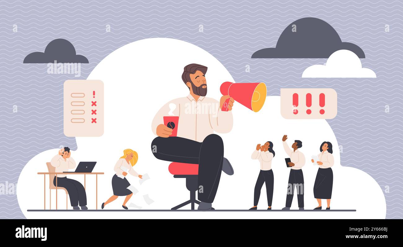 Arrogant, bad selfish behavior of boss in business communication, team ...