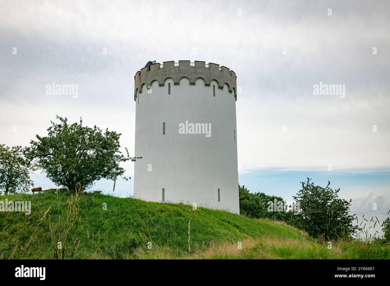 Old white water tower on rampart in city Fredericia, Denmark Stock ...