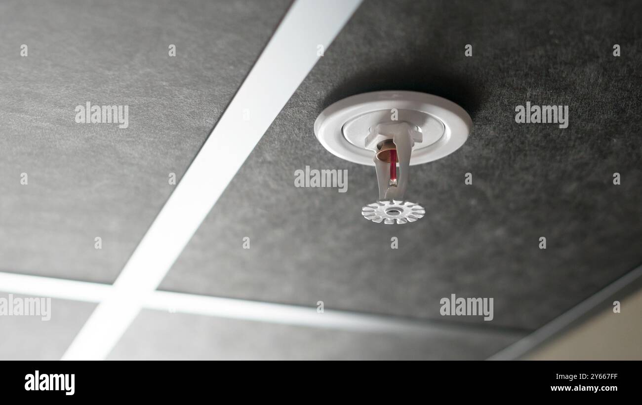 Fire sprinkler on the ceiling with vacuum sealed glass tube Stock Photo ...