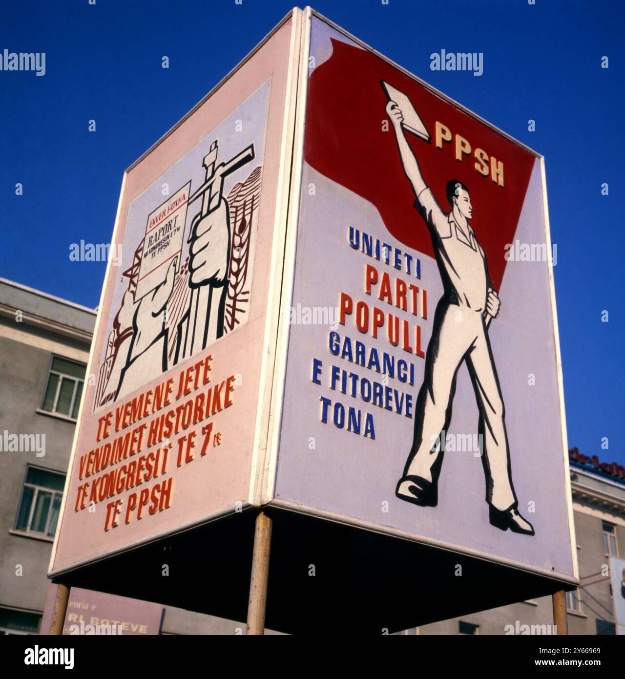 Propaganda for the Albanian Popular Party in Durres , Albania Stock ...