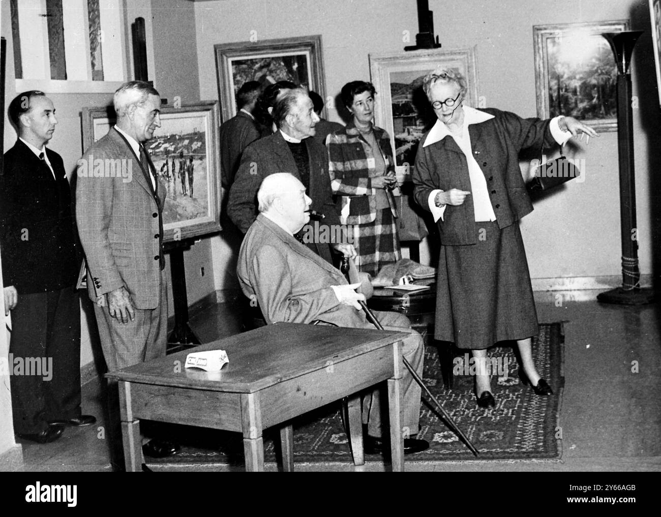 Marrakesh, Morocco: Lady Churchill points out a painting in the ...