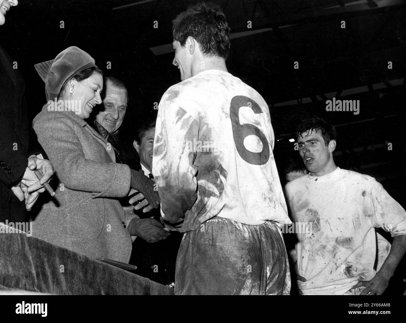 Princess margaret smilingly shakes hands with stan harland hi-res stock ...