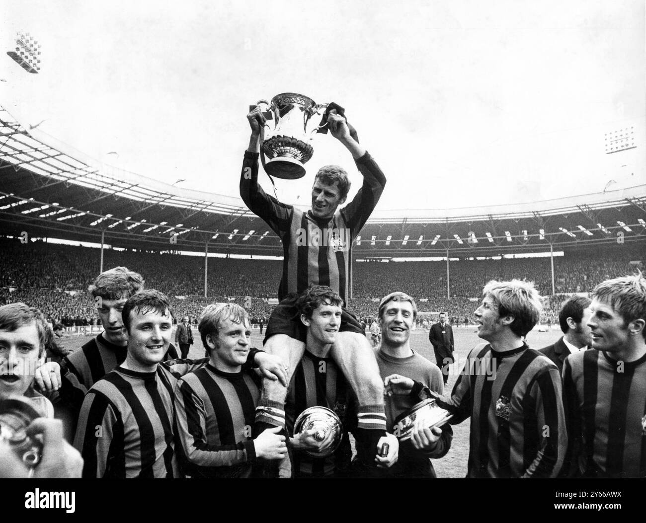 1969 FA Cup Final Manchester City v Leicester City. Captain, Tony Book ...