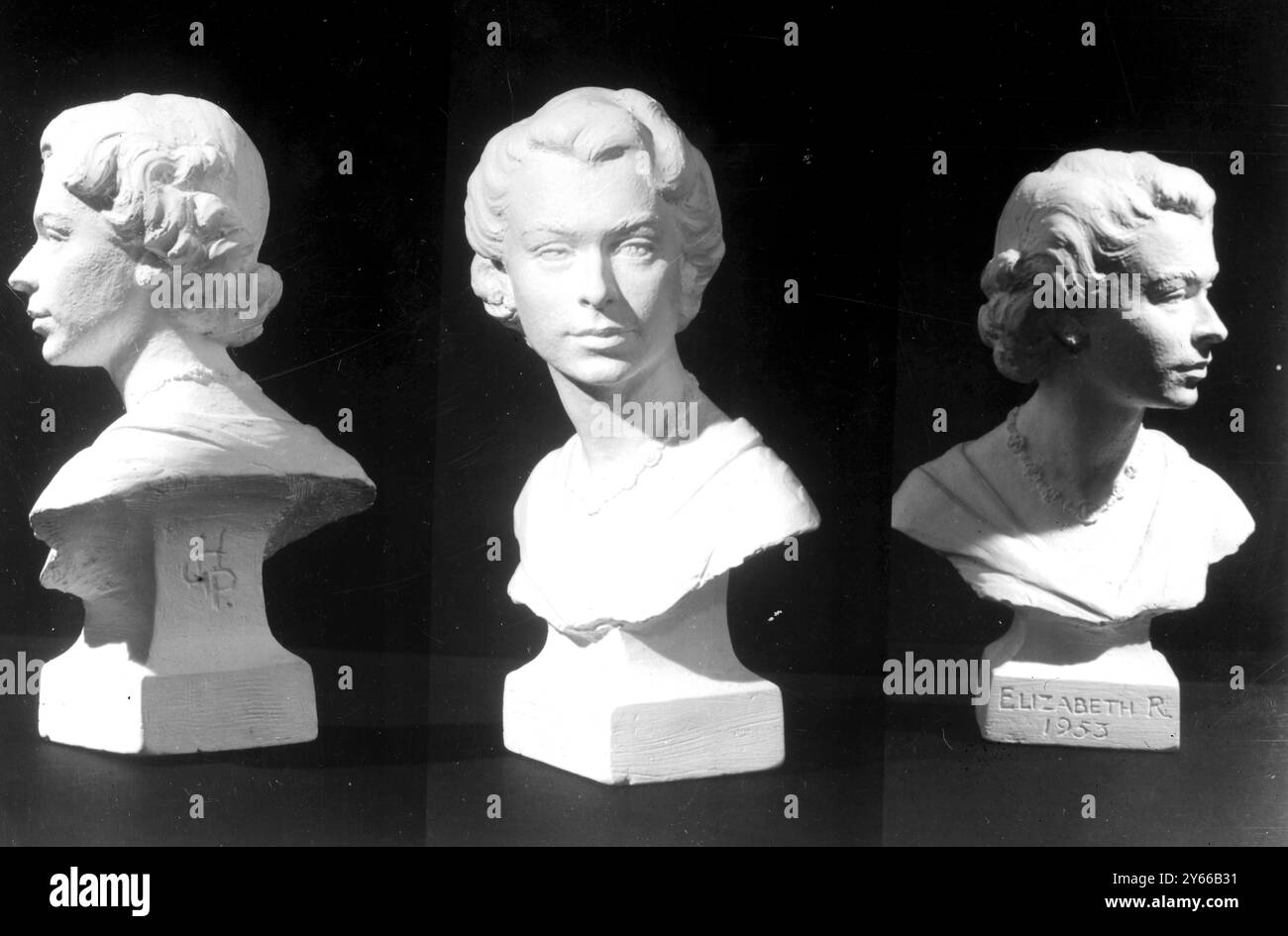 London: Coronation souvenir plaster bust of the Queen. approved by the ...