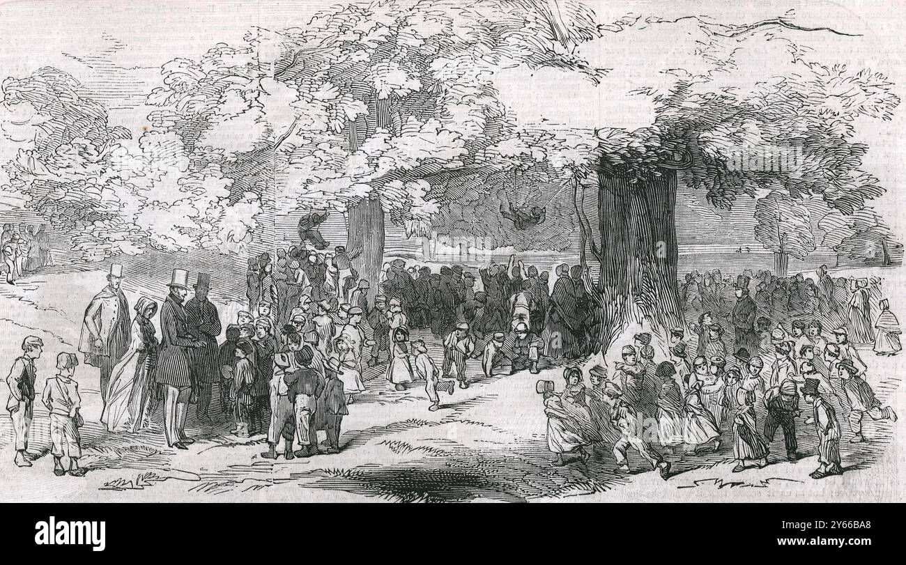 Westminster ragged school children in Claydon Park 1850 Stock Photo - Alamy