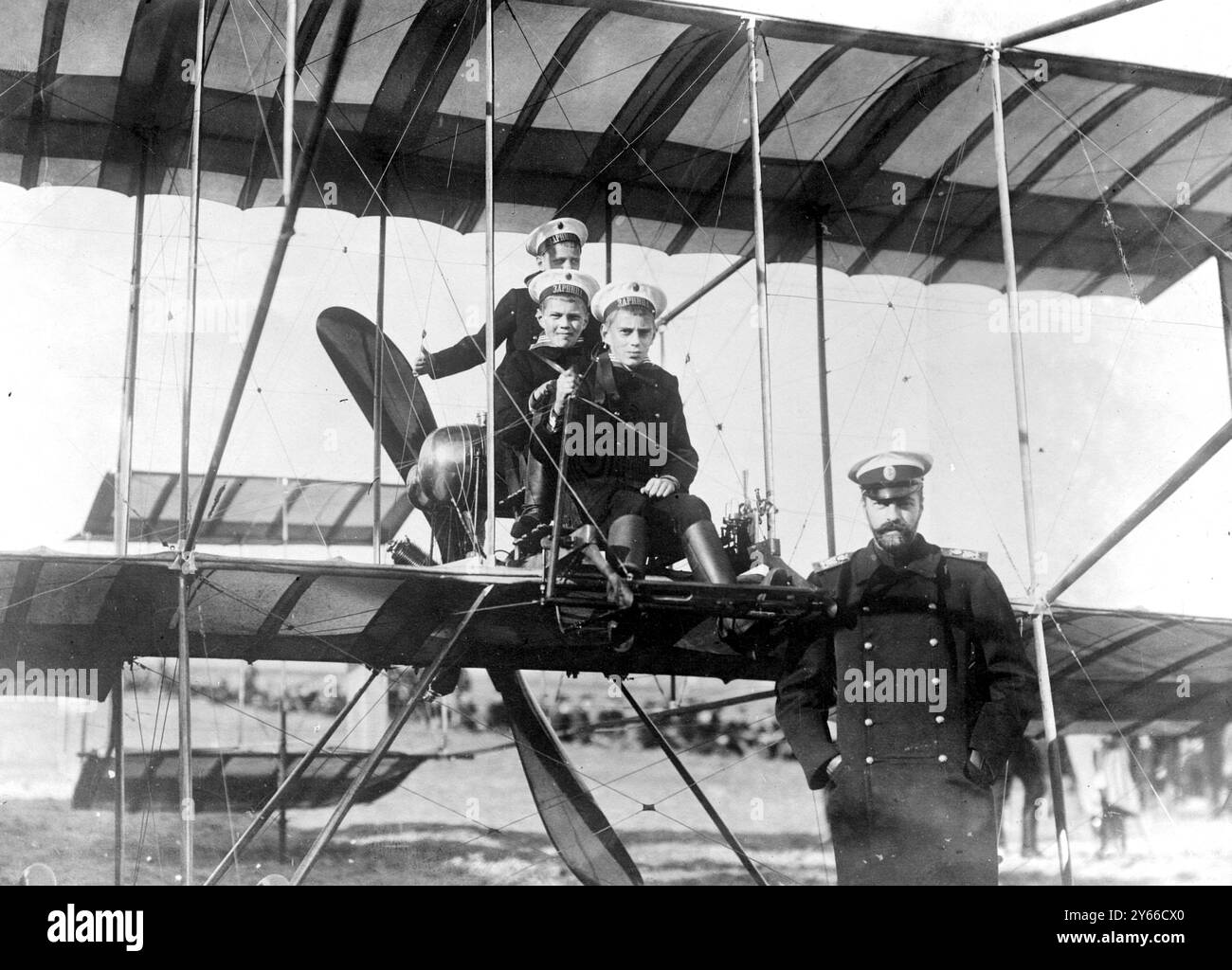The three sons and Grand Duke Alexander Michaelovitch, on a Farman ...