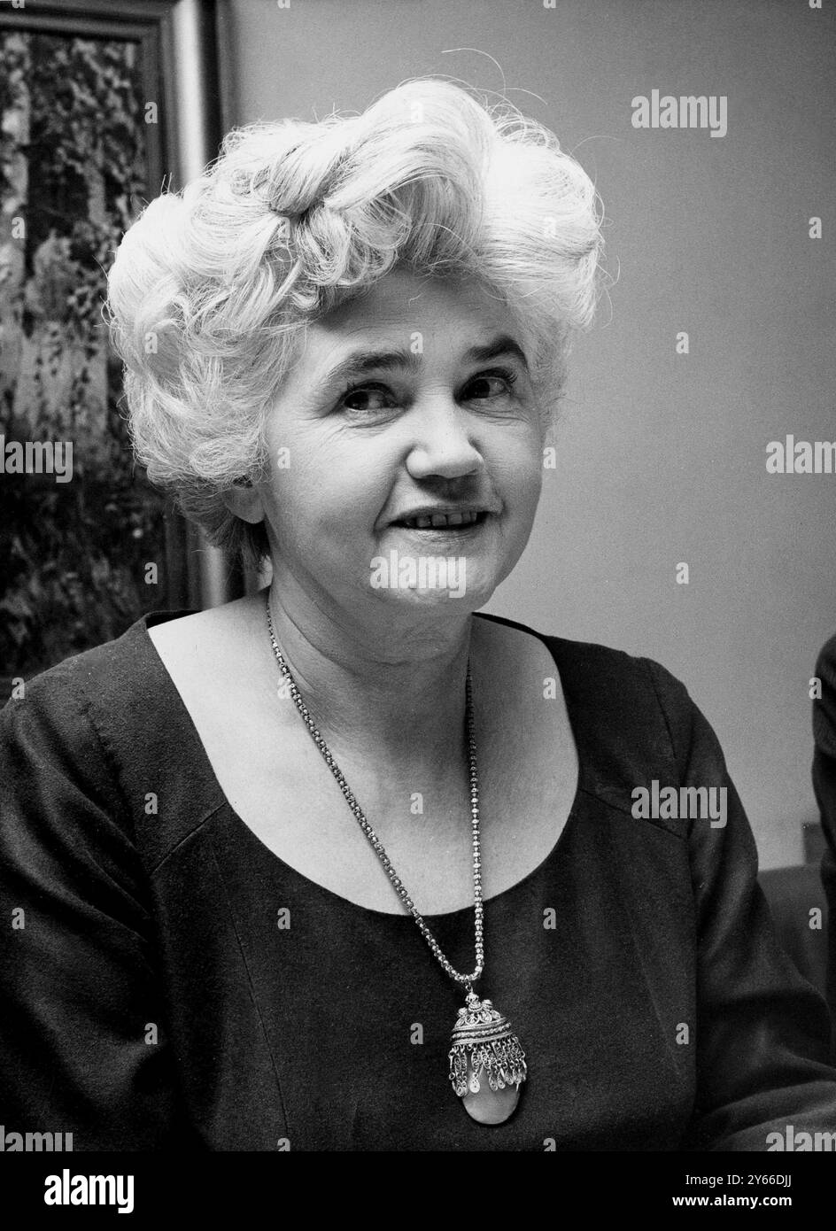 Miss Jennie Lee, wife of Aneurin Bevan and Minister for Arts, wearing ...
