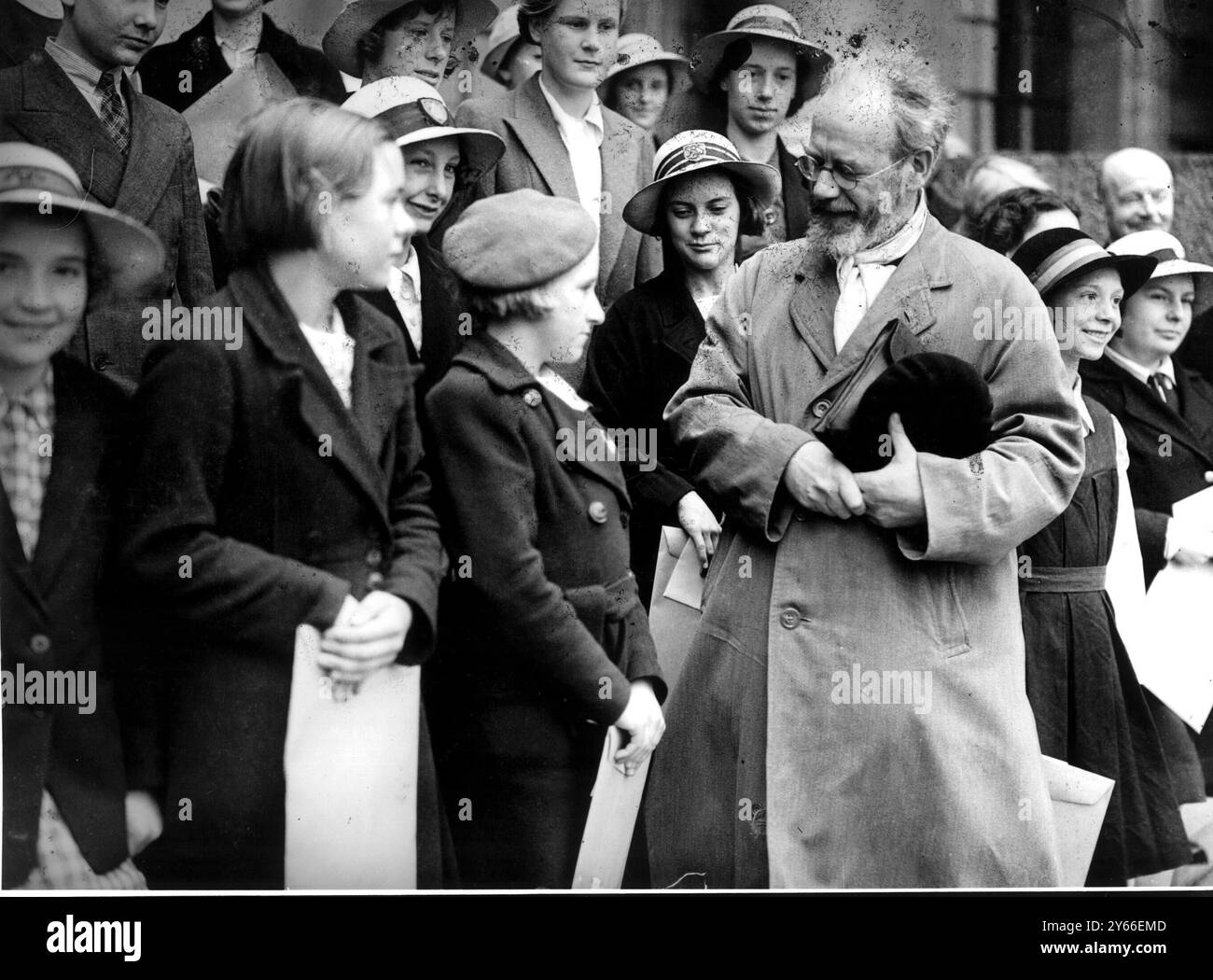 Eric Gill, the sculptor and engraver handing out prizes and ...