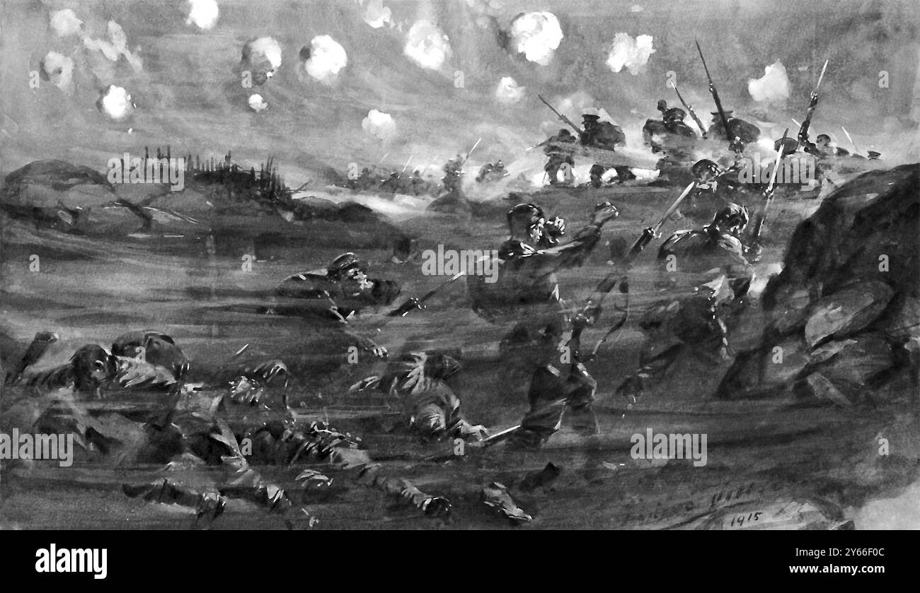 A change through the German Poison gas: The British in action on Hill ...