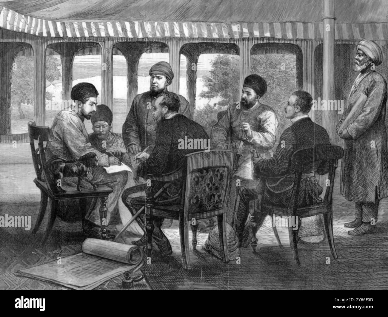 The end of the Afghan War The Ameer signing the treaty of peace at ...