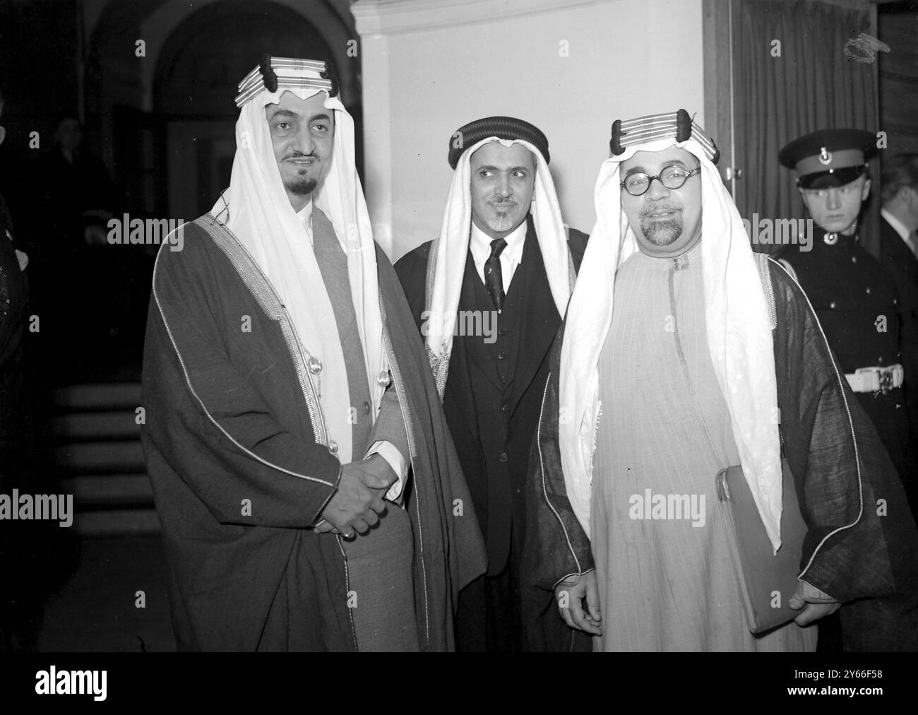 Sheikh Hafiz Wahba with The Emir Feisal and delegate from Saudi Arabia ...
