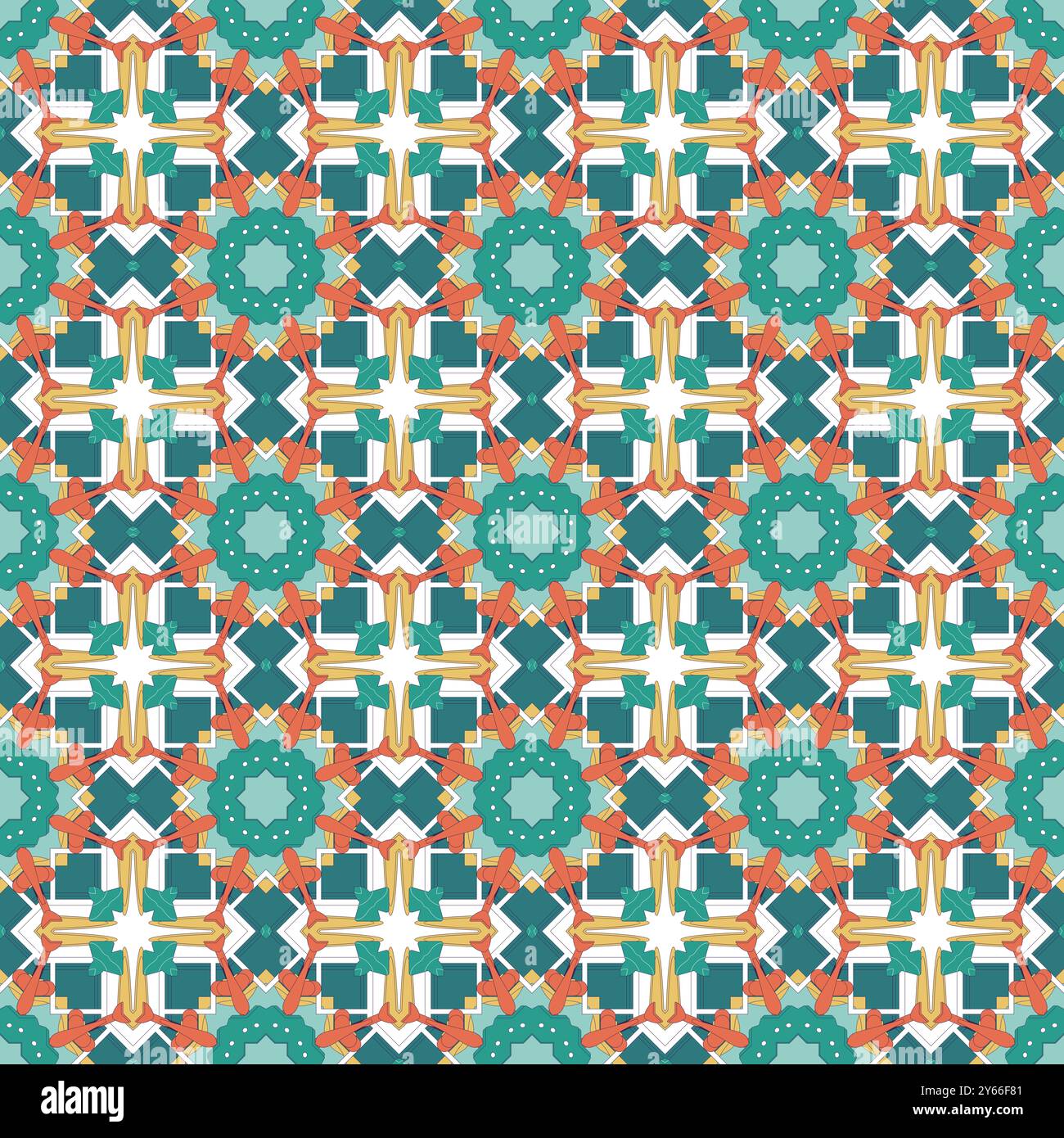Seamless geometric pattern with vibrant colors in a symmetrical design ...