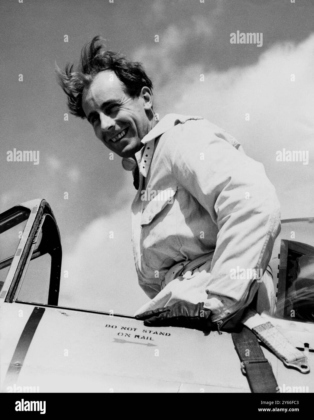 Neville Frederick Duke, Hawker Aircraft chief test pilot, becomes an O ...