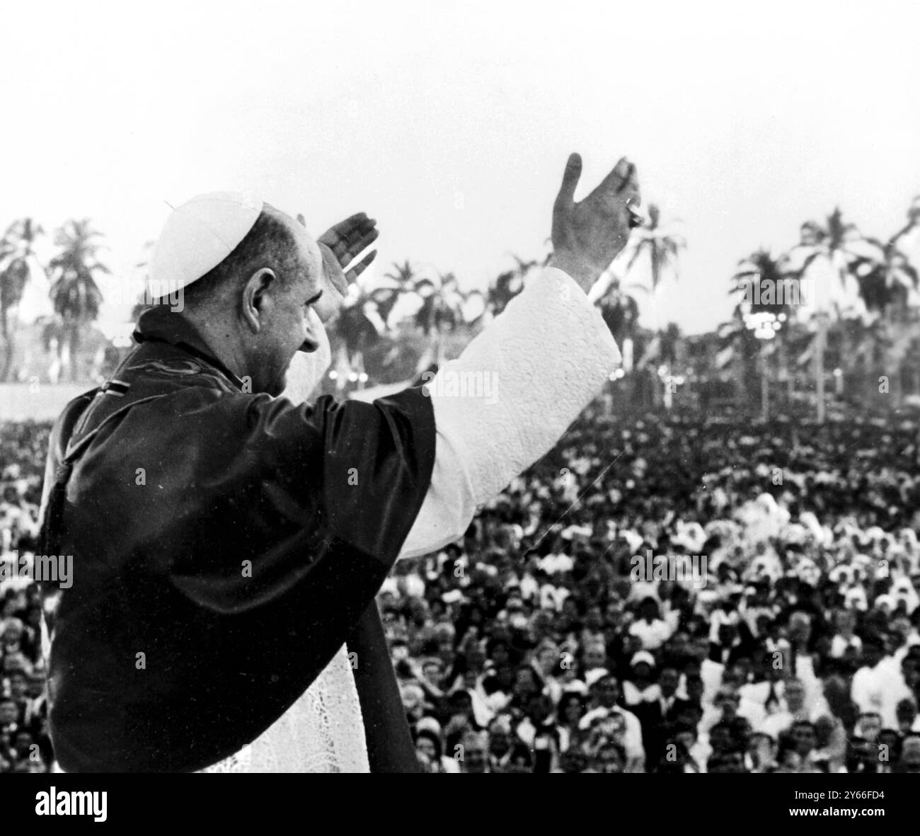 Bombay India: Pope Paul VI raises his arms in a general blessing on ...