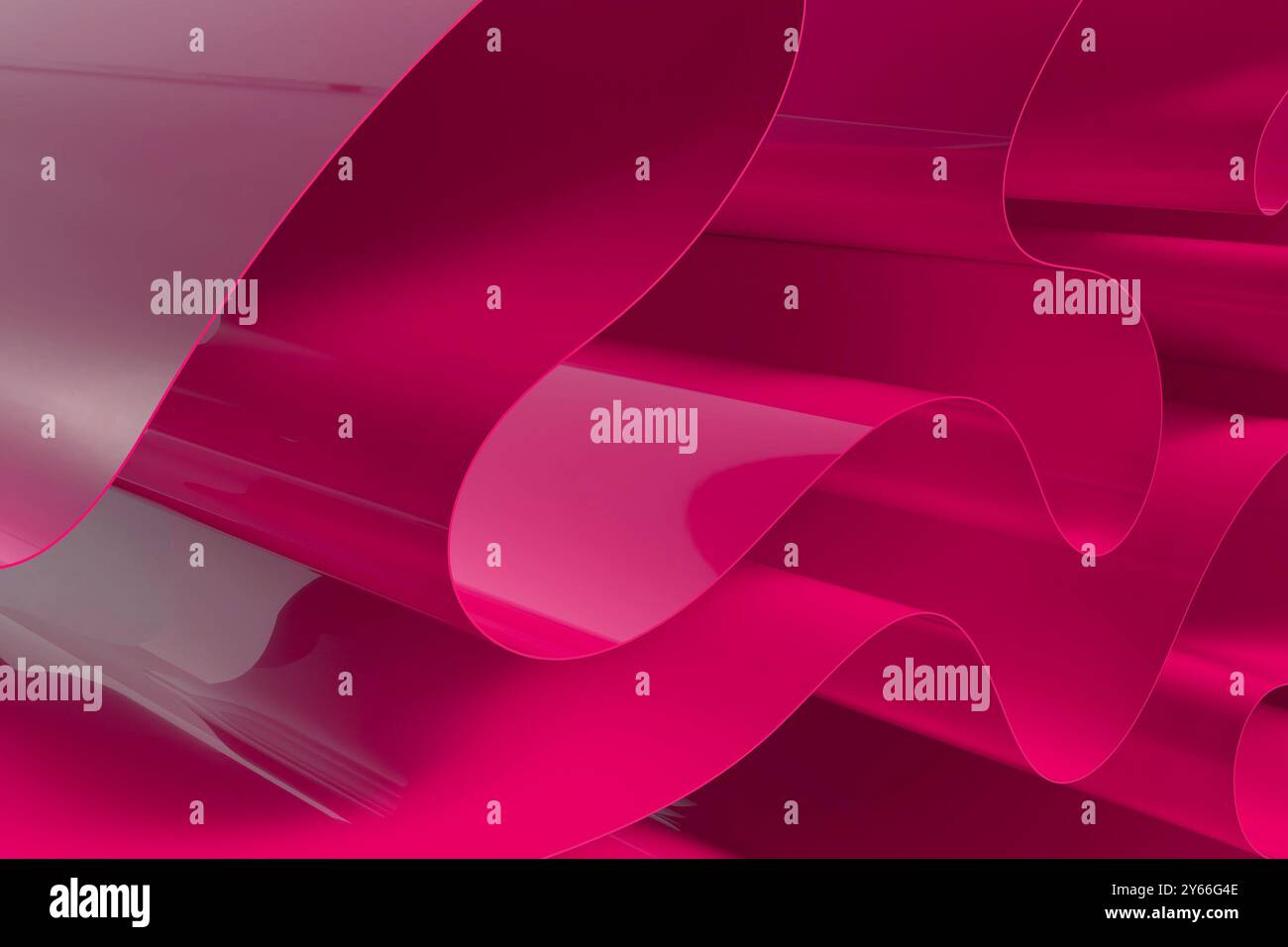 Vibrant pink translucent waves abstract design, showcasing curves and ...
