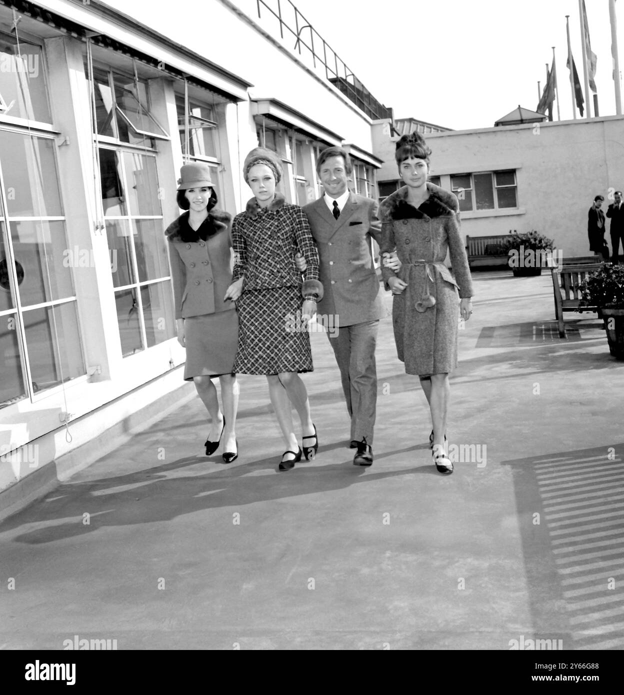 London: Ted Lapidus french designer with models left to right Lynda ...