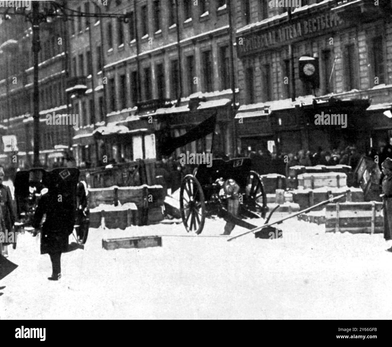 The Russian Revolution Historic Scenes in Petrograd. With the red flag ...