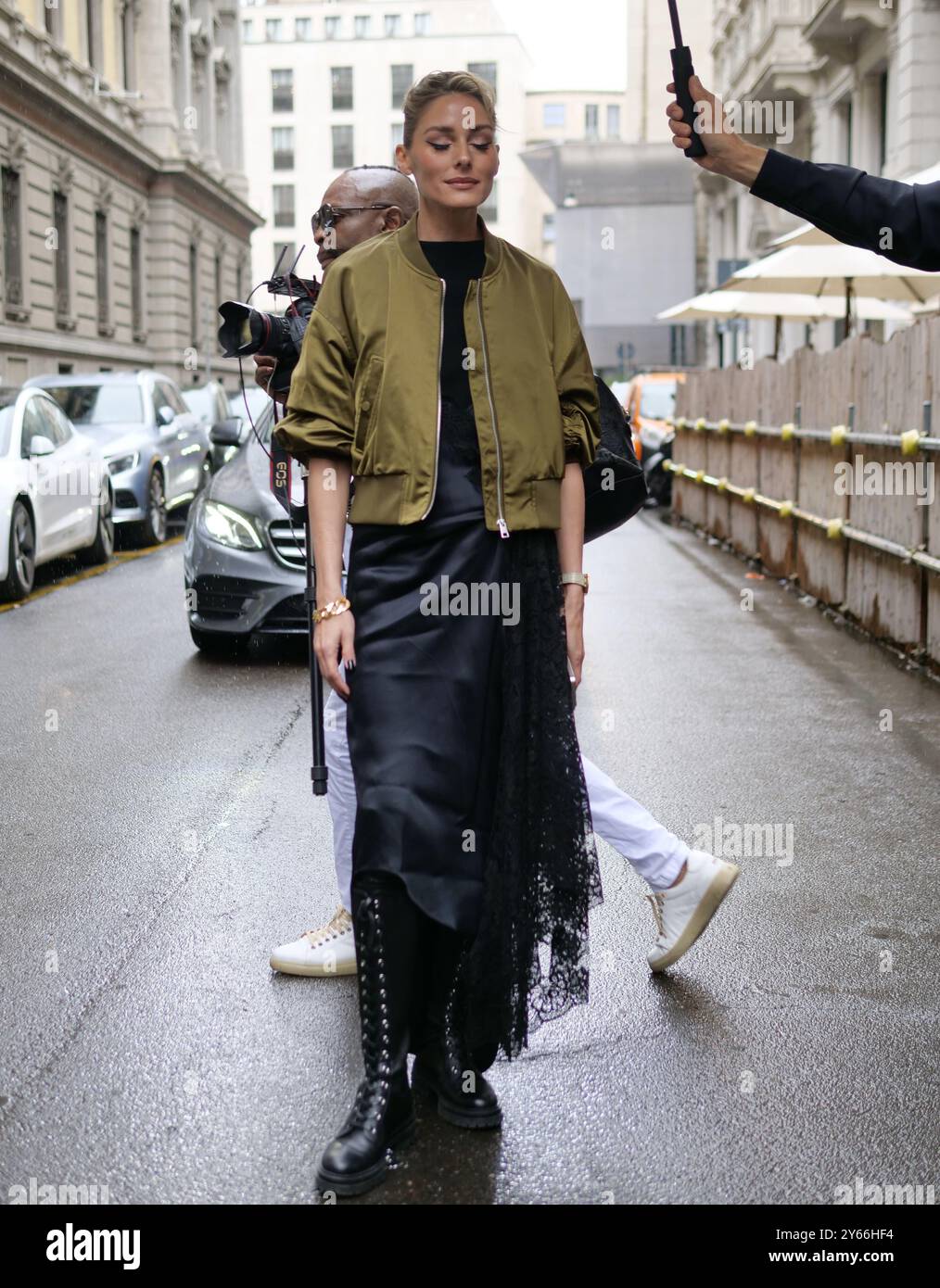 Olivia Palermo posing for photographers at Del Core fashion show during ...