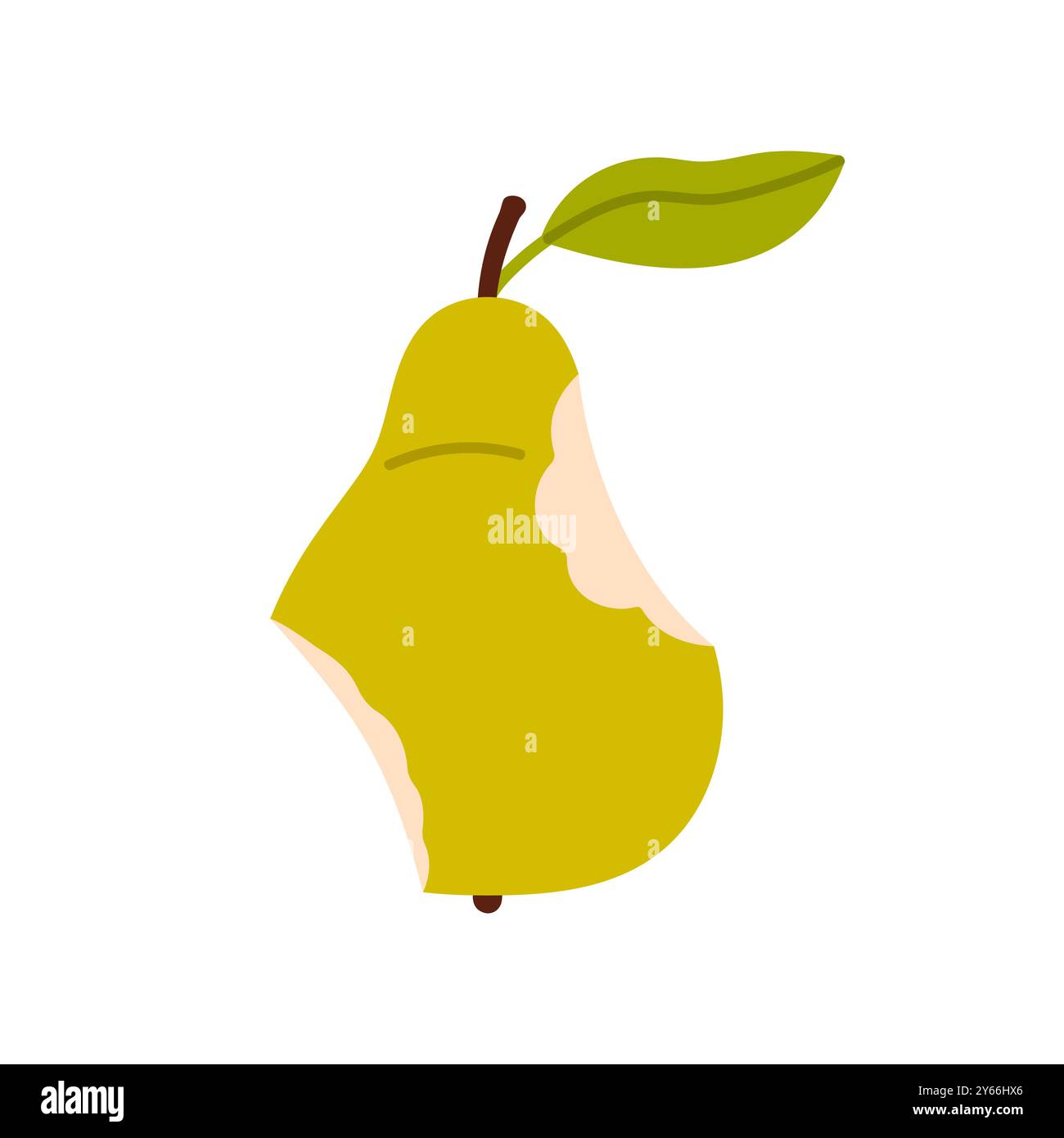 Green pear with leaf and bitten sides to eat and enjoy fruit vector ...