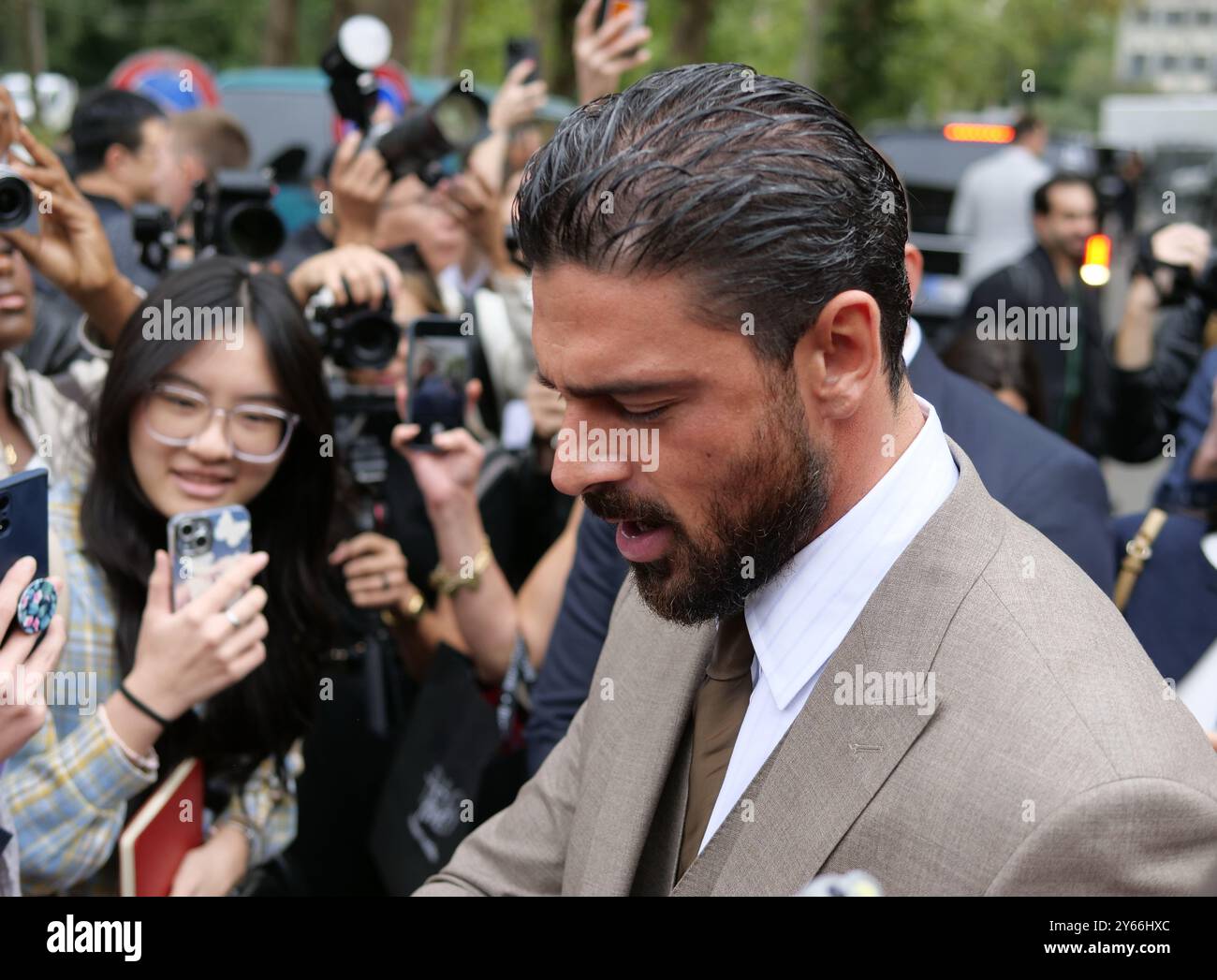 Michele Morrone meets fans after Hugo Boss fashion show during Milano ...