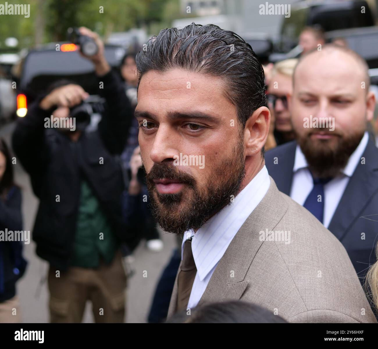 Michele Morrone meets fans after Hugo Boss fashion show during Milano ...