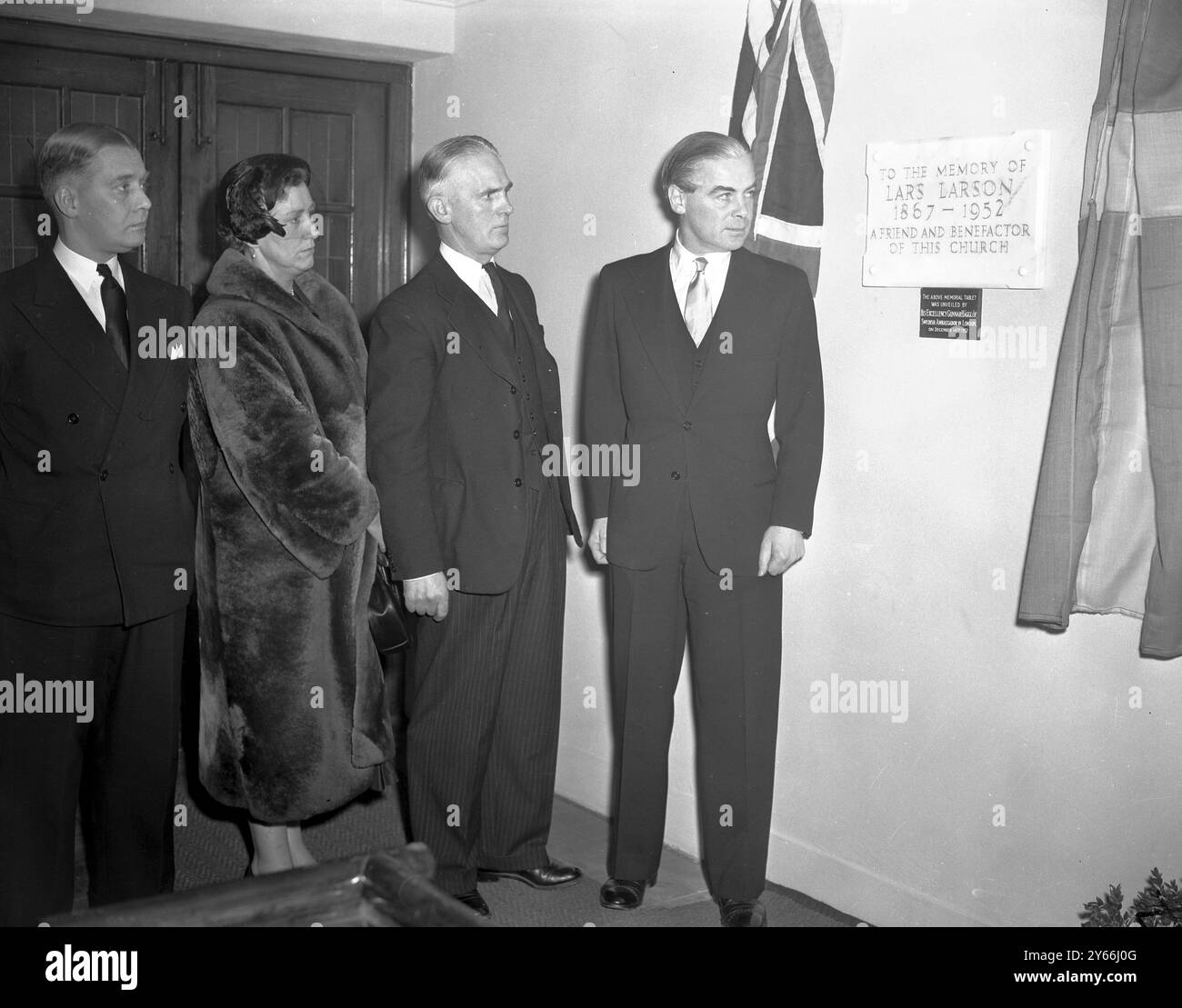 After the unveiling of Memorial Tablet Mr Sven Krook, of Udde Valla a nephew of the late Mr Lars ...