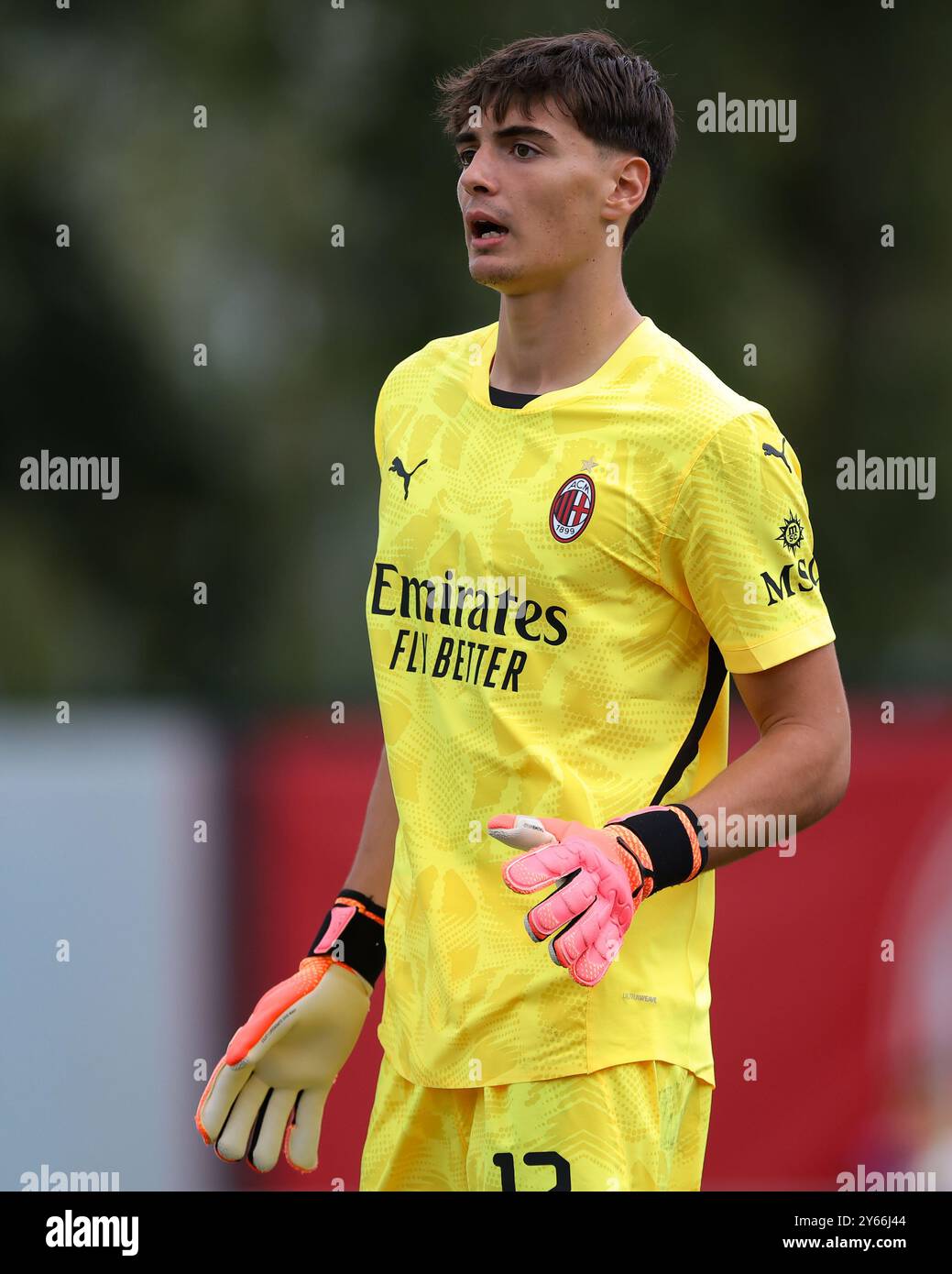 Milan, Italy. 17th Sep, 2024. Alessandro Longoni of AC Milan reacts ...
