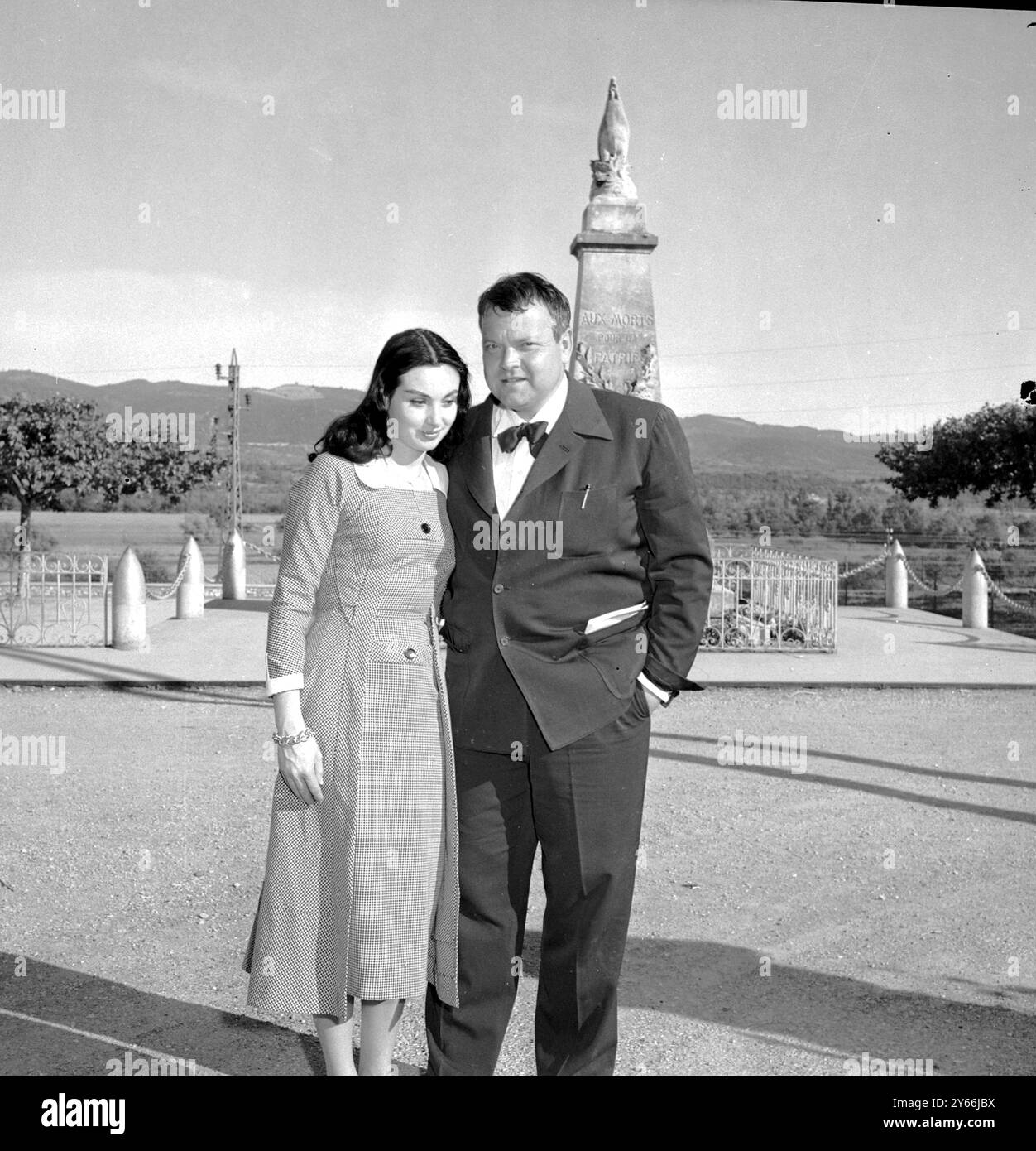 Hollywood Actor Orson Welles and his bride Actress Paola Mori in Digne ...