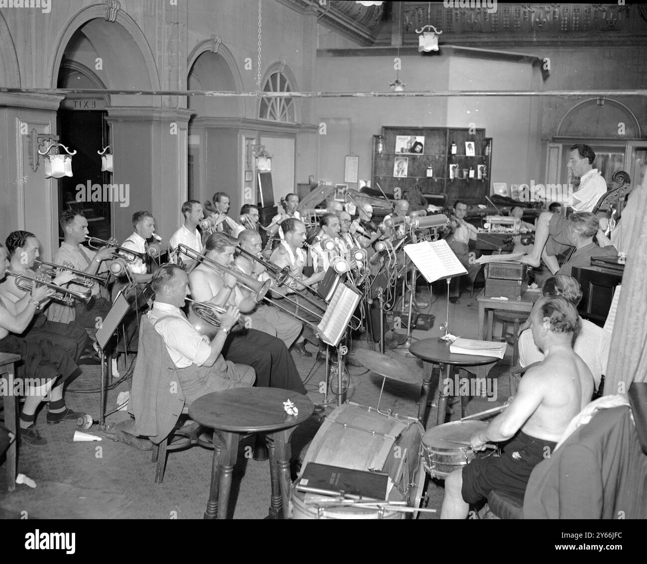 Lew Stone, the dance band leader with his band rehearsing Annie Get ...