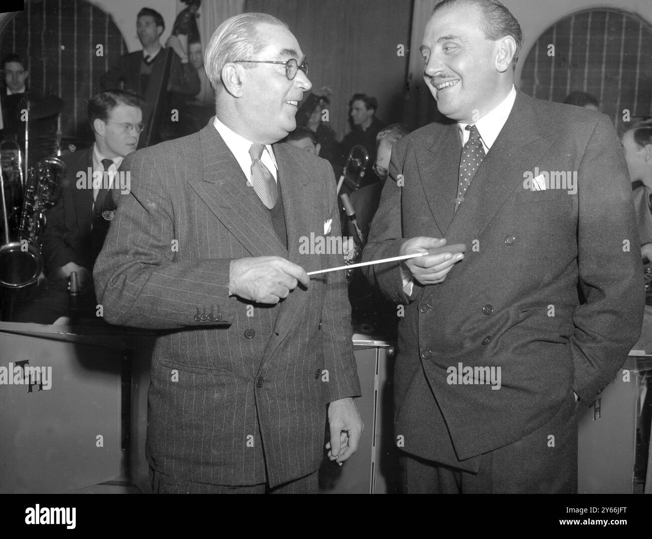 Carroll Gibbons hands over the baton to Ted Heath at the Savoy Hotel ...