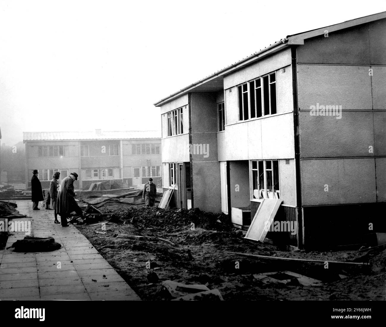 Post War Britain - The first newly built prefab houses take shape in ...