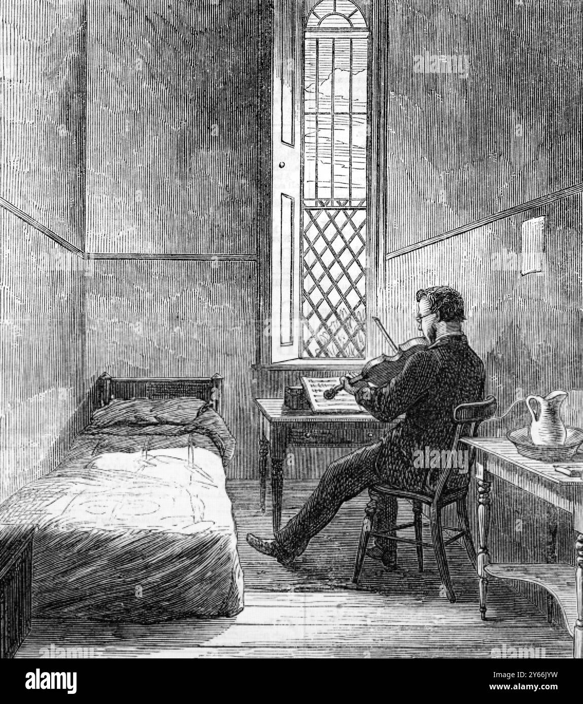 The Broadmoor Criminal Lunatic Asylum - male inmate 1867 Stock Photo ...