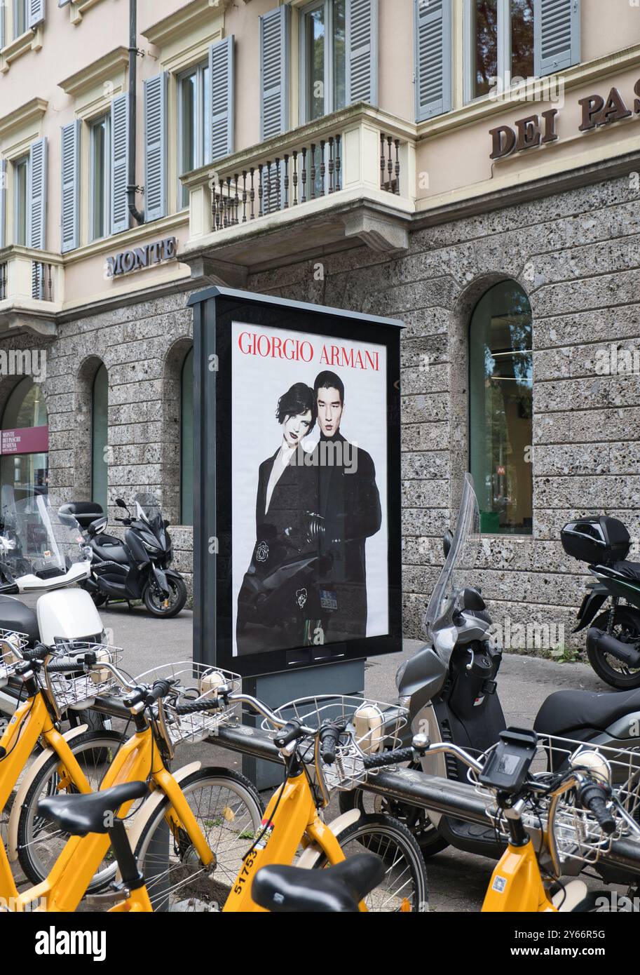 Giorgio Armani advertising billboard in Milan, Italy, fall 2024 Stock ...