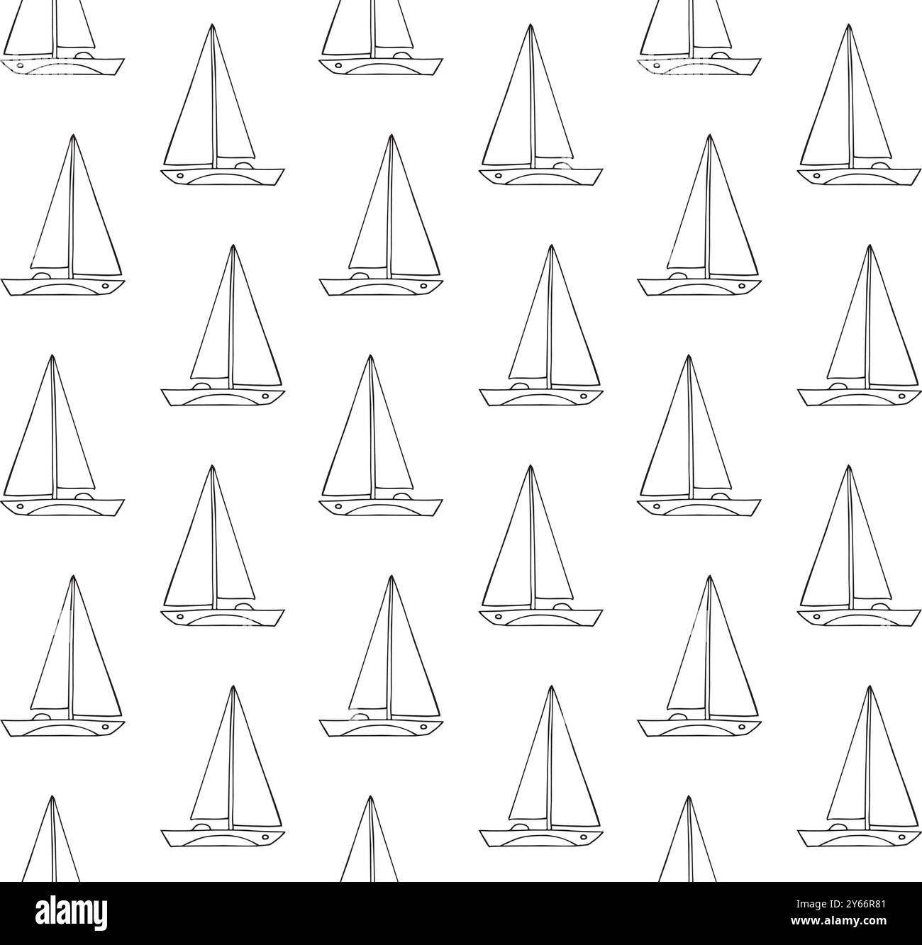 Vector seamless pattern of hand drawn sketch doodle outline sail boat ...