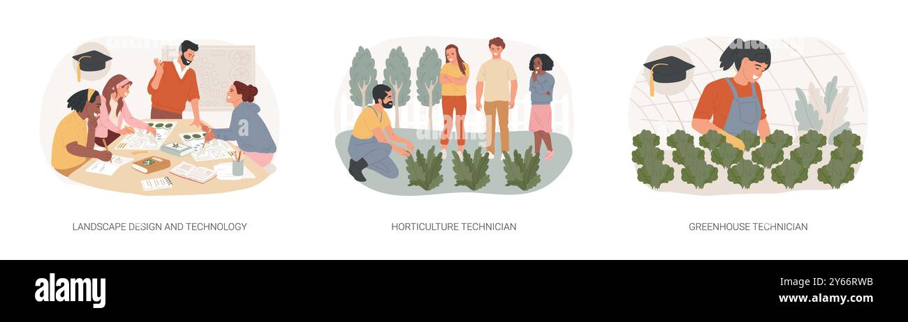 Technical college education isolated cartoon vector illustrations se ...