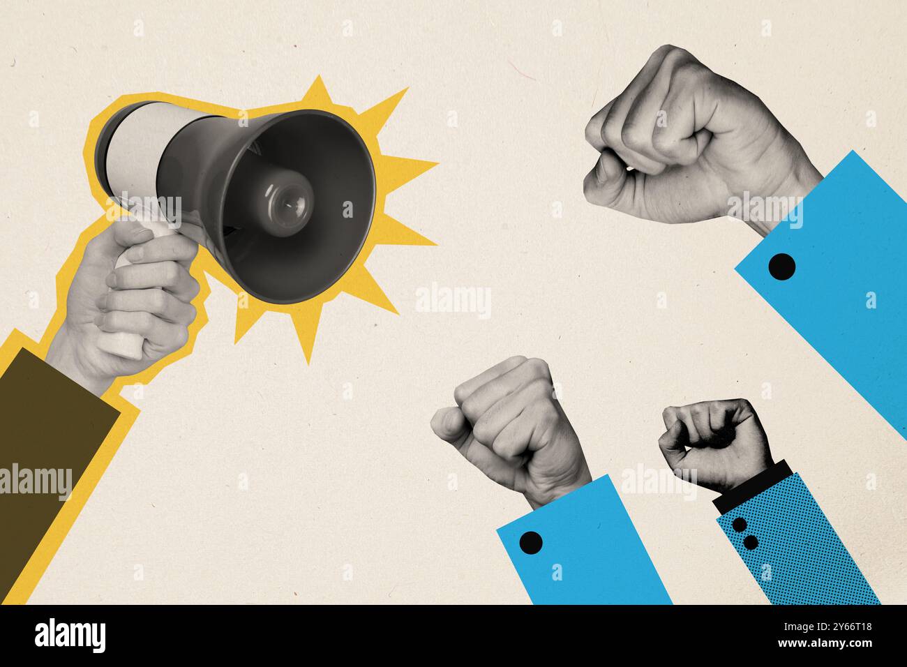 Trend artwork composite sketch image collage of silhouette leader hand ...