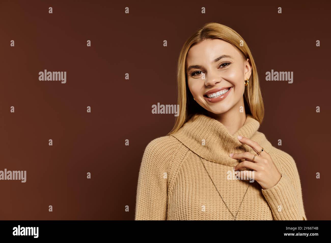 Cheerful woman long hair beams hi-res stock photography and images - Alamy