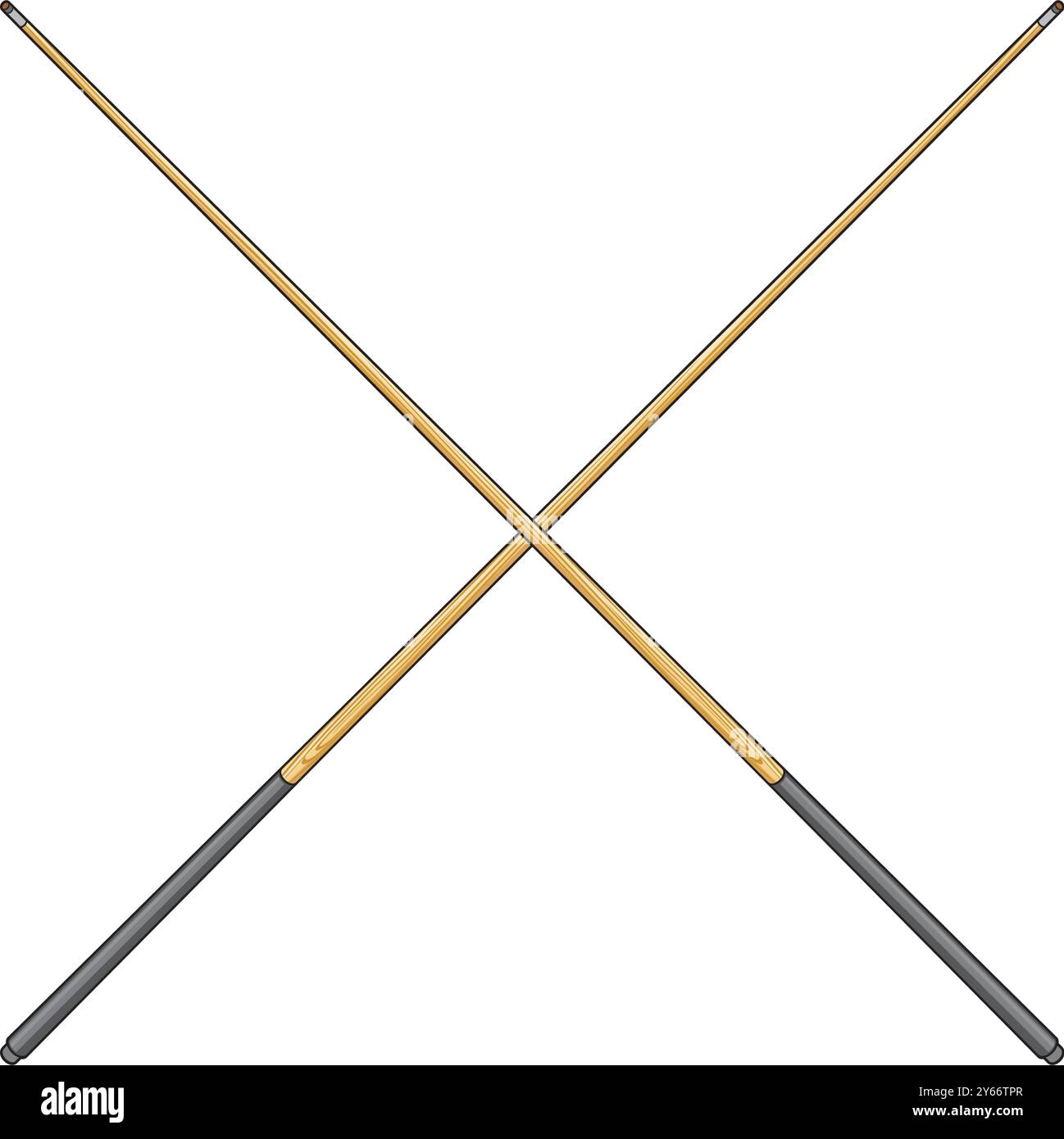 Crossed Billiard Cues Color. Vector Illustration Stock Vector Image ...