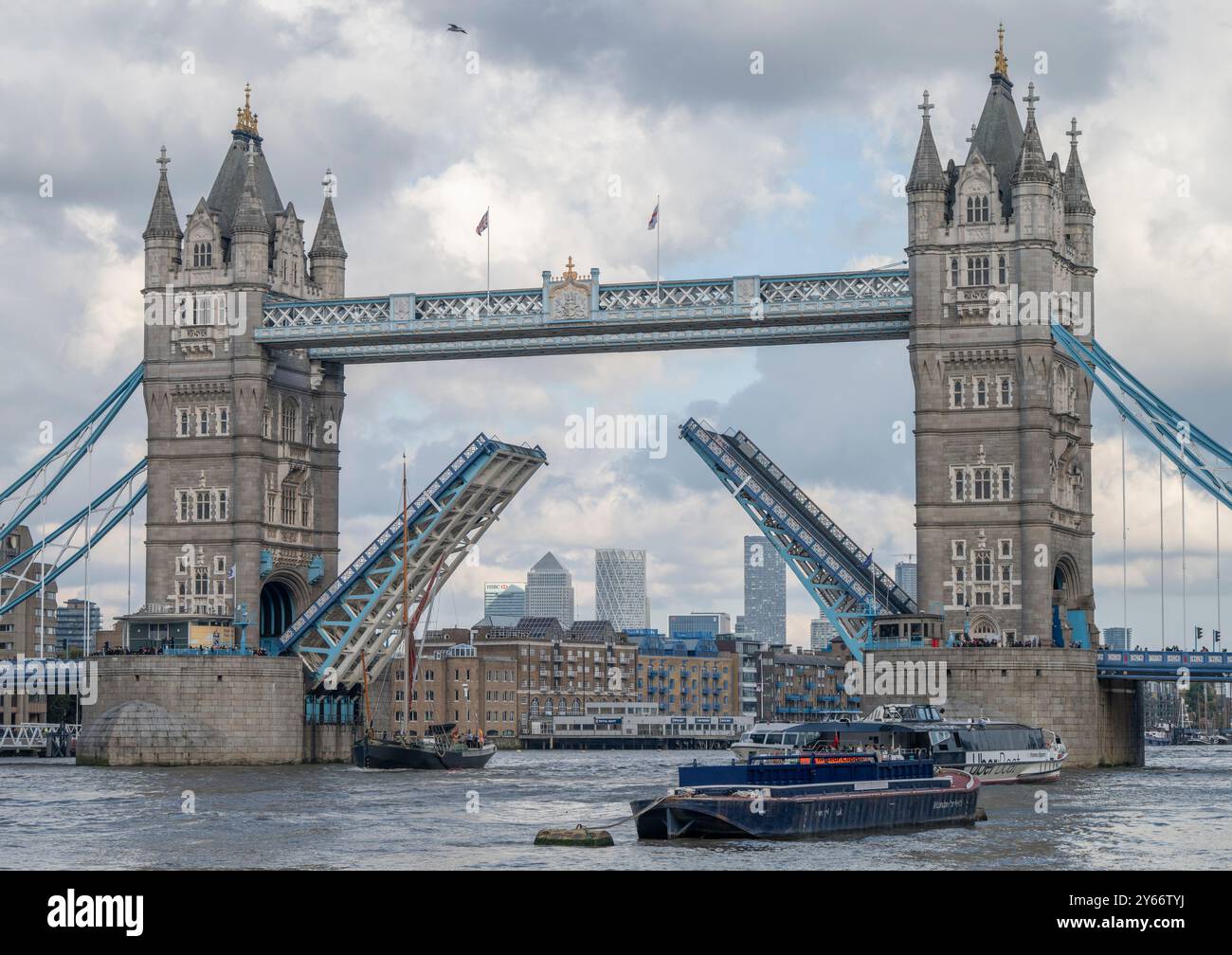 Tower Bridge opens on 23rd September 2024 to allow the sailing barge ...