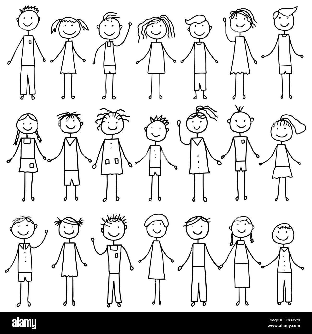 Cheerful children standing together, drawings, paintings. Girls and ...