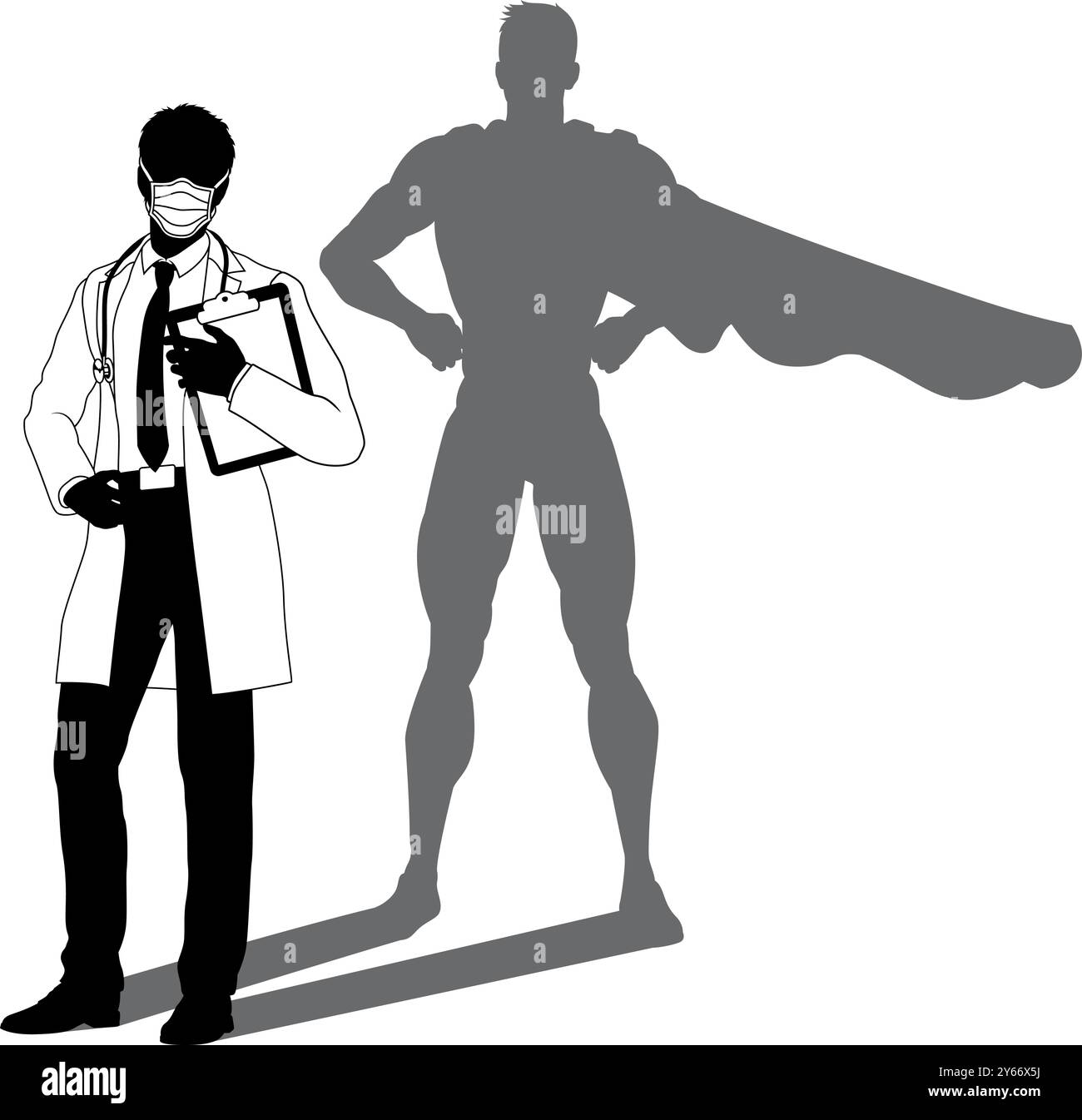 Superhero Doctor With Super Hero Shadow Silhouette Stock Vector Image ...