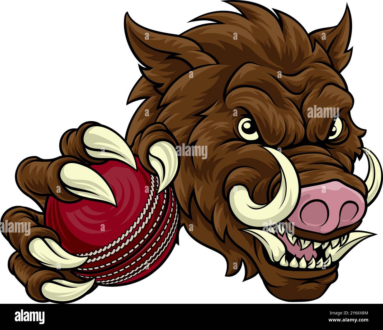 Boar Wild Hog Razorback Warthog Pig Cricket Mascot Stock Vector Image ...
