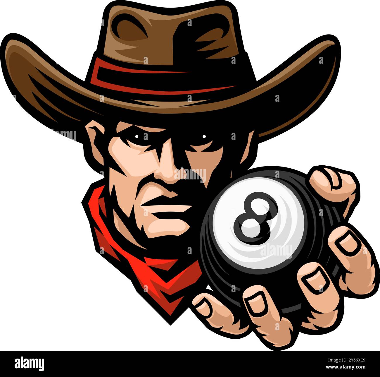 Cowboy Billiards Pool Mascot Holding Billiard Ball Stock Vector Image ...
