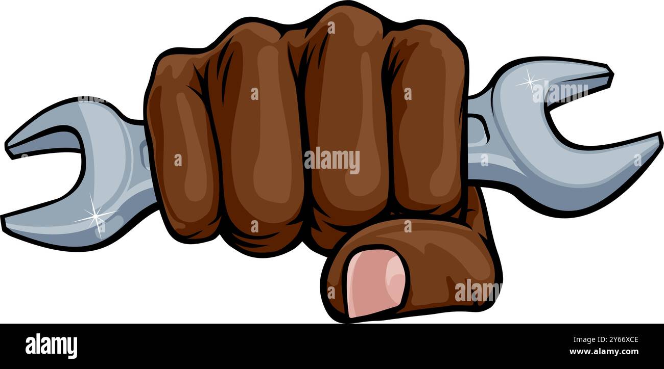 Spanner Wrench Fist Hand Comic Pop Art Cartoon Stock Vector Image & Art ...