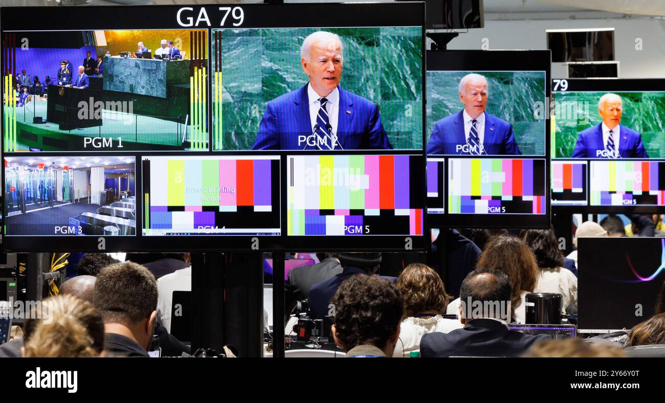 New York, USA. 24th Sep, 2024. Illustration taken in the press room ...